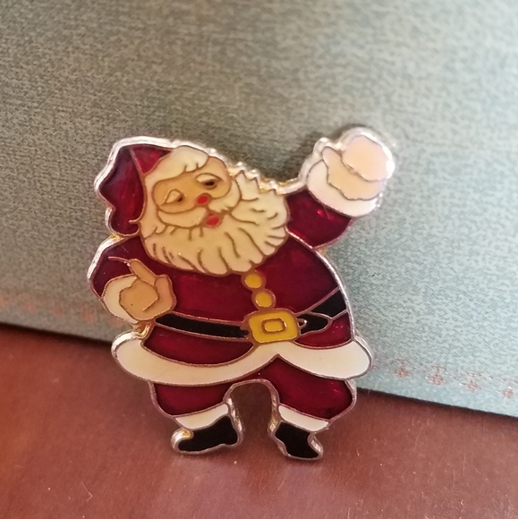Vintage | Jewelry | Vintage Enamel Santa Brooch | Poshmark